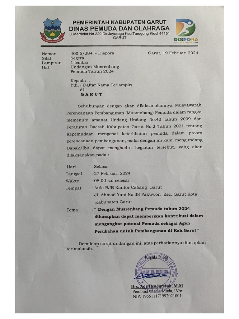 Surat Undangan Okp | PDF