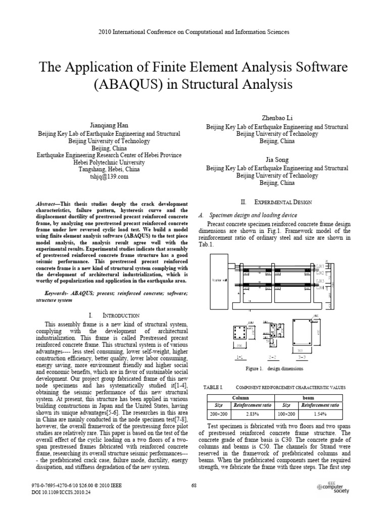 Paper 5 The Application Of Finite Element Analysis Software Abaqus Pdf Prestressed 