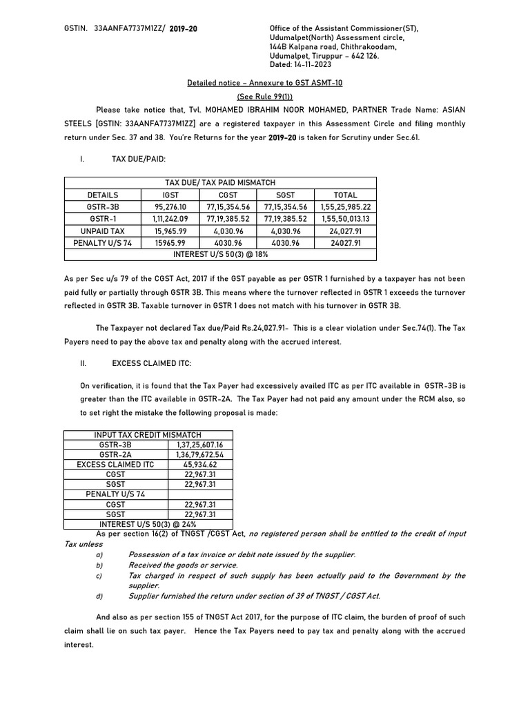 Asmt 10 Asian Steels 19-20 | PDF | Taxes | Depreciation