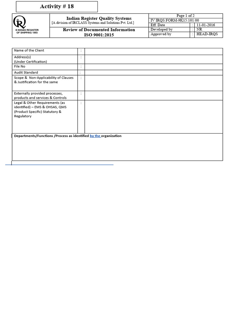 ACTIVITY 18 FORMAT Document Review ANSWER | PDF | Iso 9000 | Audit ACTIVITY 18 FORMAT Document Review ANSWER | PDF | Iso 9000 | Audit
