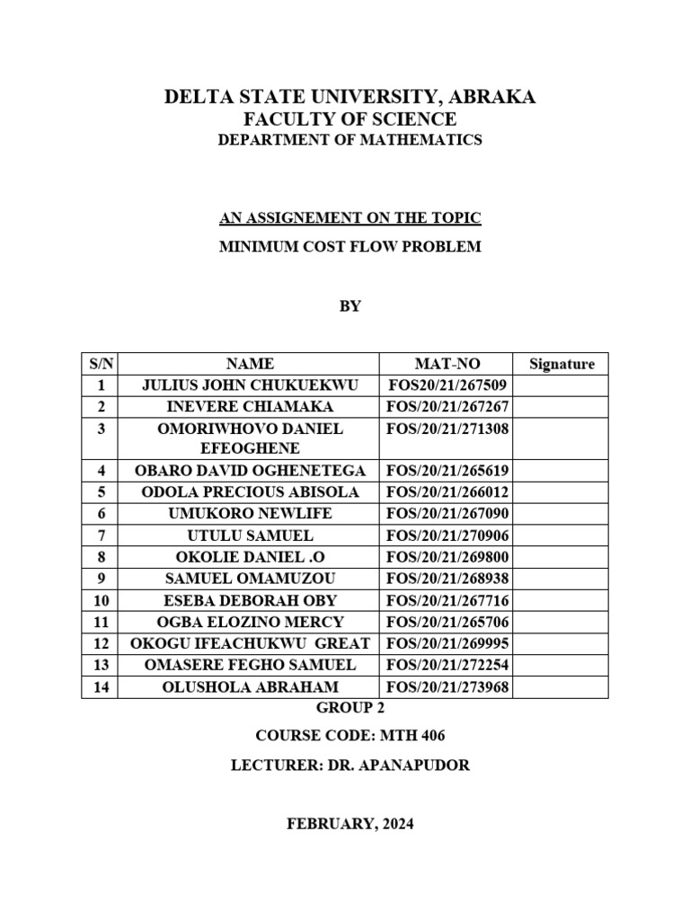 Mimimum Cost Flow Problem | PDF
