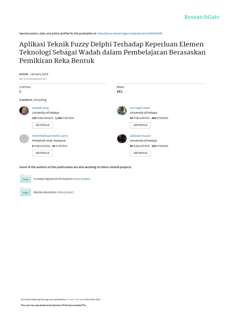Aplikasi Teknik Fuzzy Delphi Terhadap Keperluan El | PDF