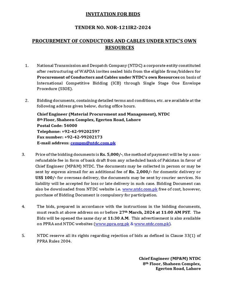 NOR-121-R2, Tender Cutting | PDF