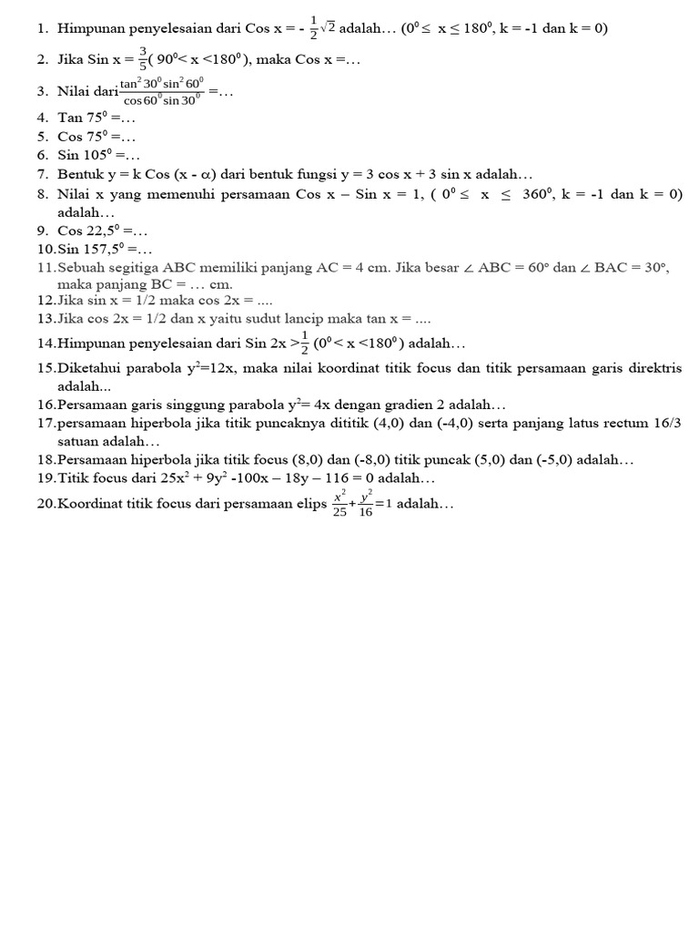 Soal Kelas XI MM Minat | PDF