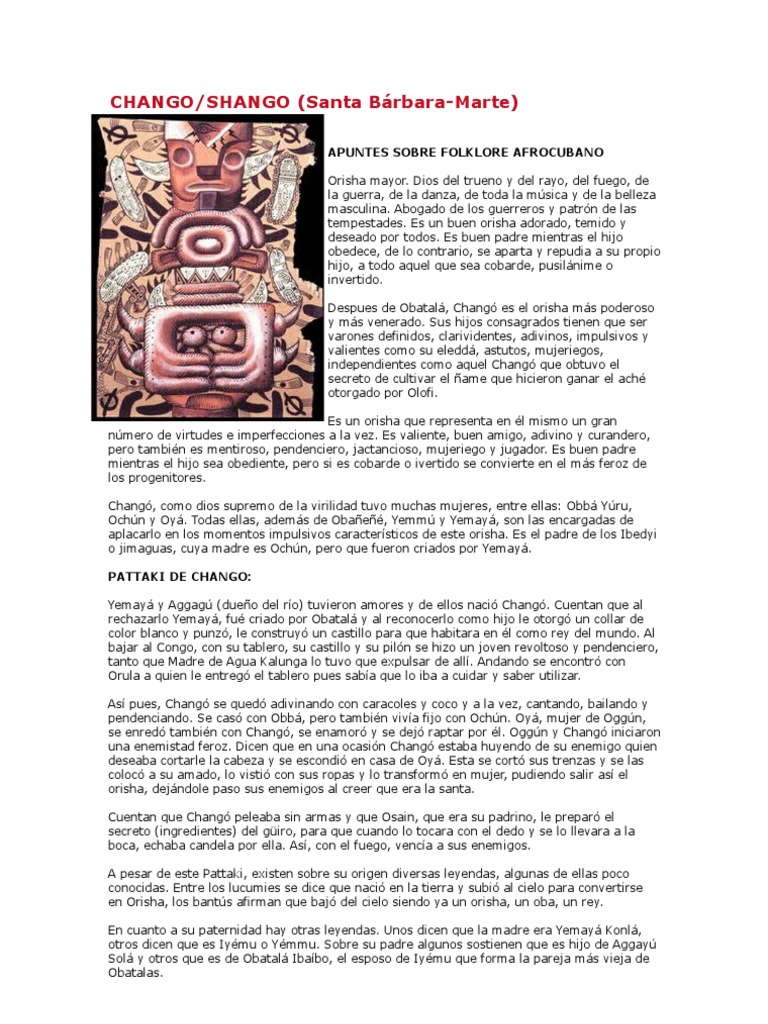 Chango | PDF | Santeria | Religión y creencia