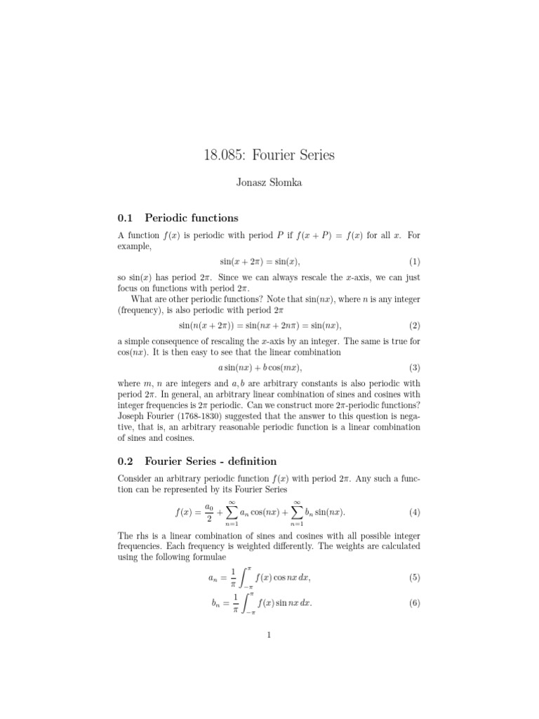Fourier Series | PDF | Fourier Series | Pi Fourier Series | PDF | Fourier Series | Pi