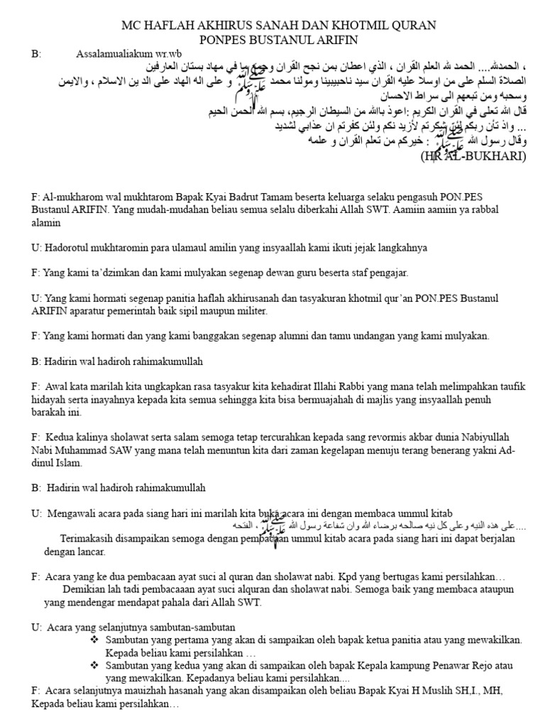 MC Haflah Akhirus Sanah | PDF