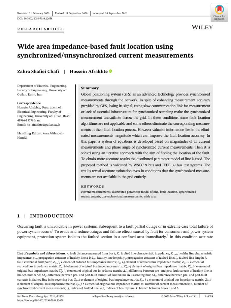 Wide Area Impedance Based Fault Location Using Synchronized Unsynchronized Current Measurements ...