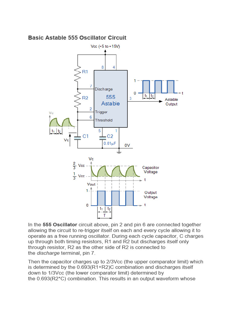 Basic Astable 555 Oscillator Circuit | PDF | Electrical Engineering ...