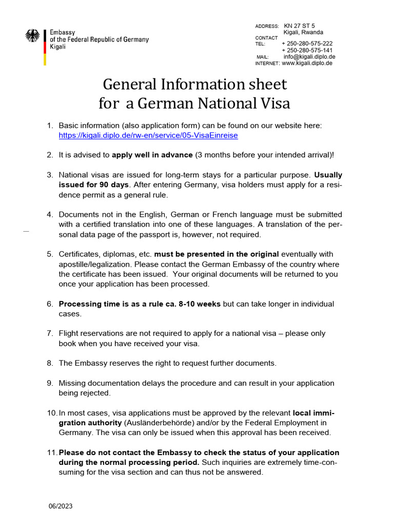 General Information Sheet National Visa Data | PDF