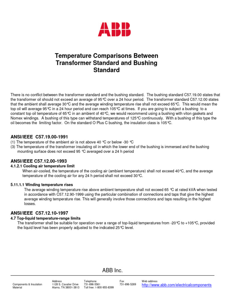 Transformer Temperature Standards Overview | PDF | Transformer ...