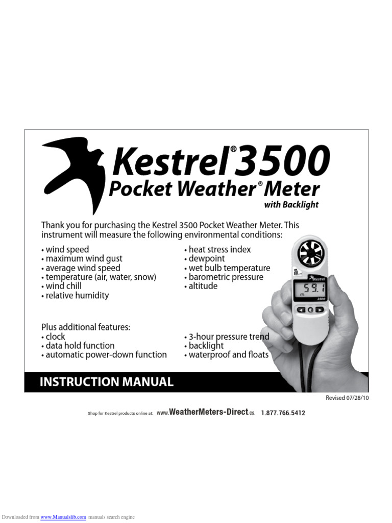 Kestrel 3500 Pocket Weather ® Meter | PDF | Atmospheric Pressure ...