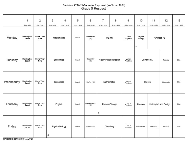 G9 Timetable | PDF