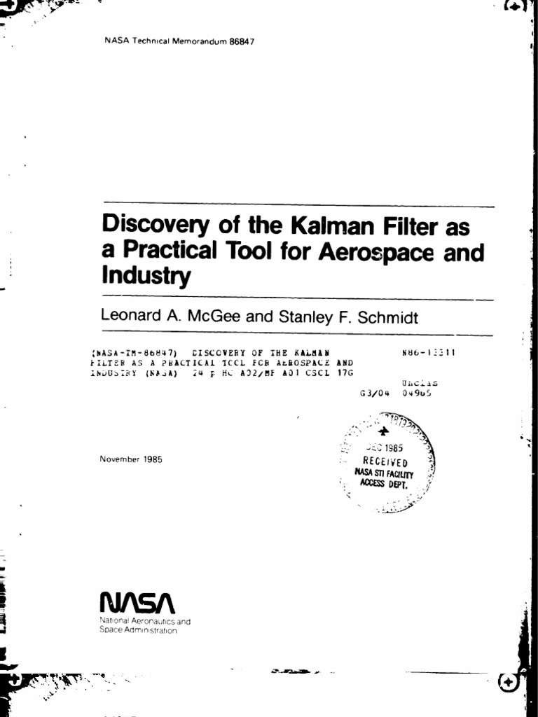 Schmidt - History of Kalman Filter - Nasa Report | PDF | Kalman Filter ...