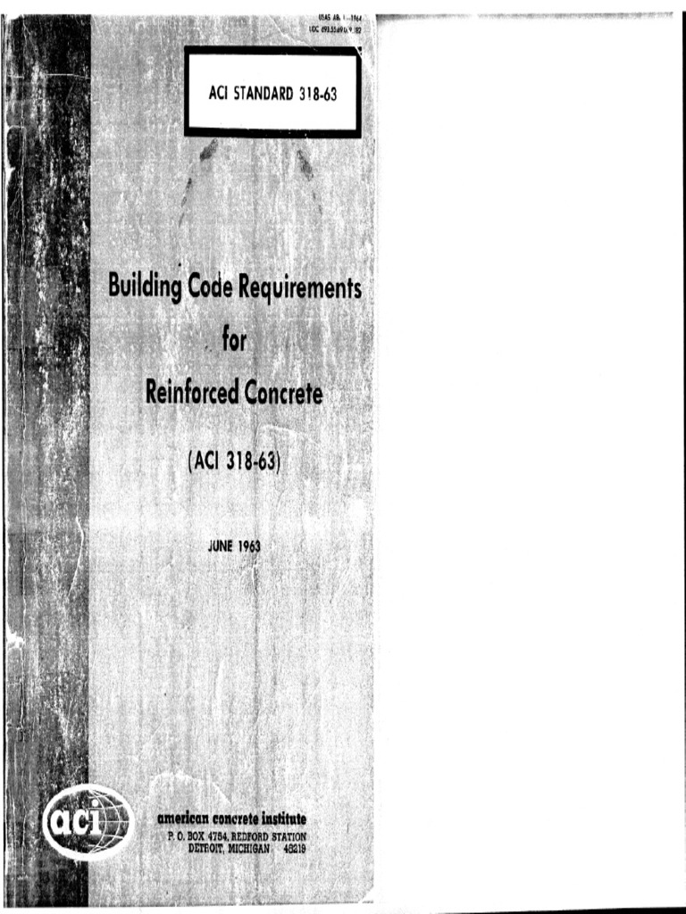 ACI 318-63 Building Code Requirements For Reinforced Concrete | PDF