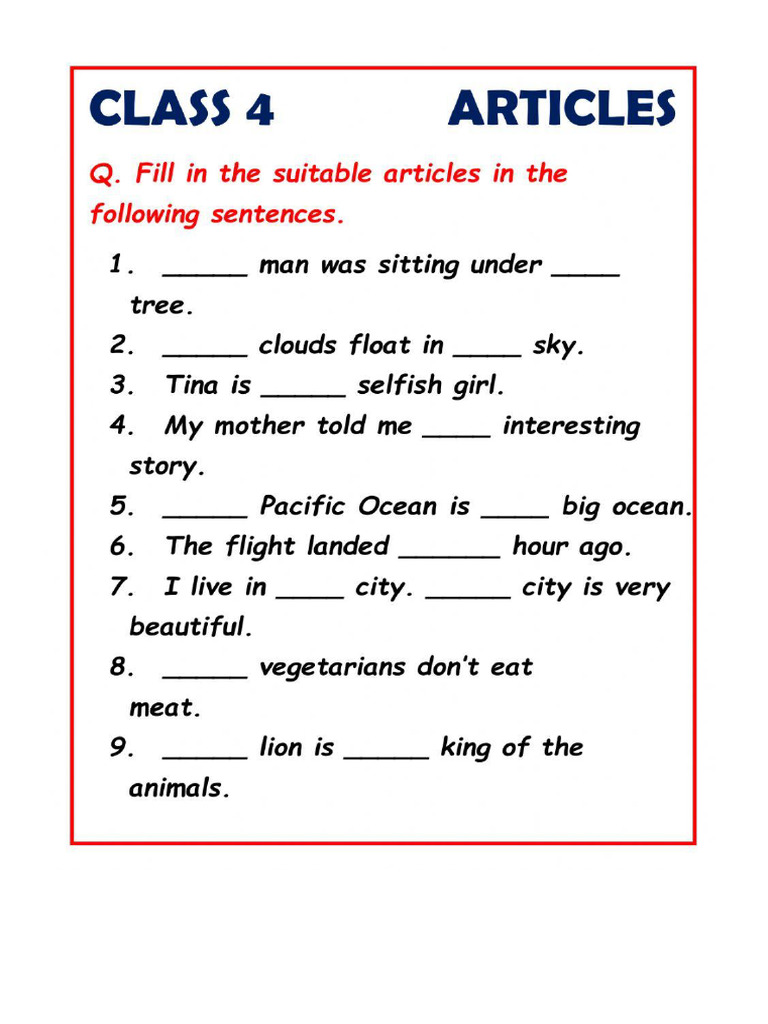 Articles Class 4 | PDF