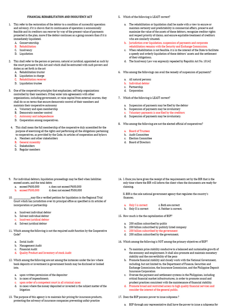 Financial Rehabilitation and Insolvency Act - Test Bank | Download Free ...