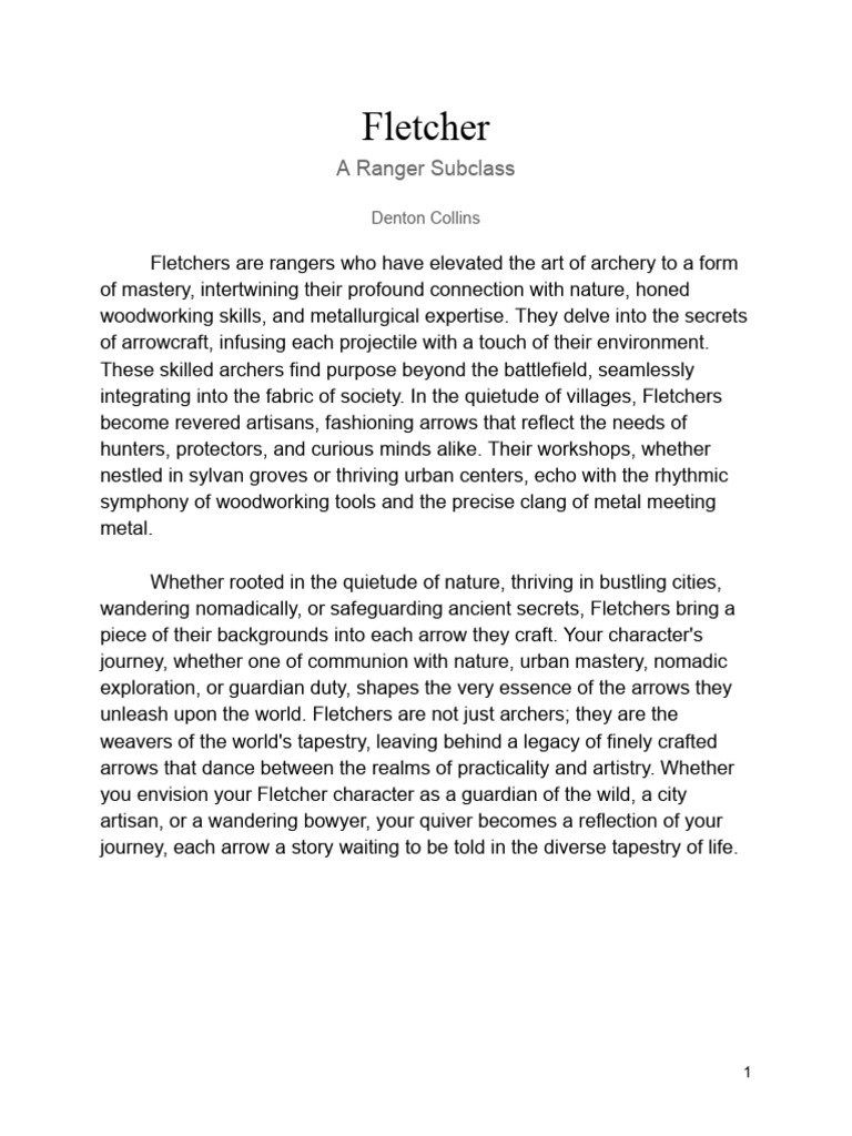 Fletcher - A Ranger Subclass by Denton Collins | PDF | Wizards Of The ...