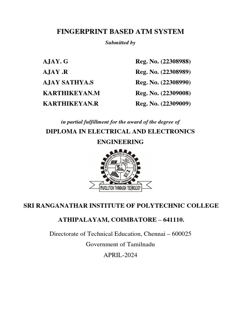 Fingerprint Based Atm System | PDF | Rectifier | Relay