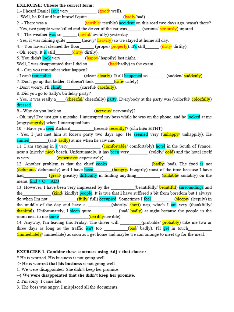 Exercises Unit 6 | PDF