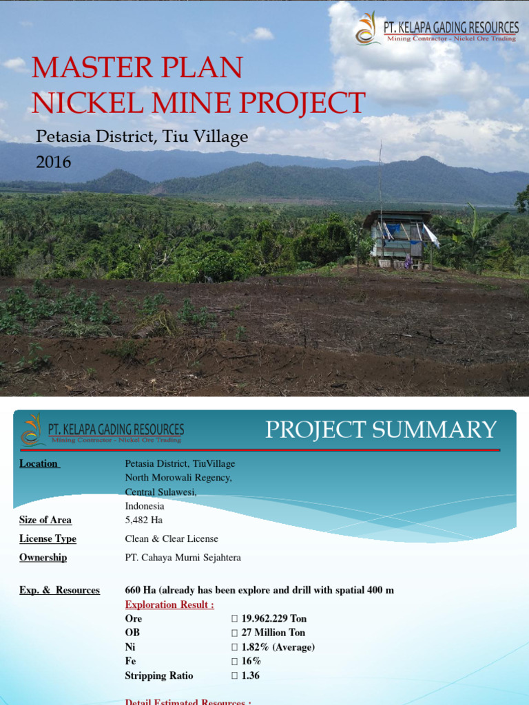 Nickel Mine Project Overview: PT Cahaya Murni | PDF | Mining | Minerals