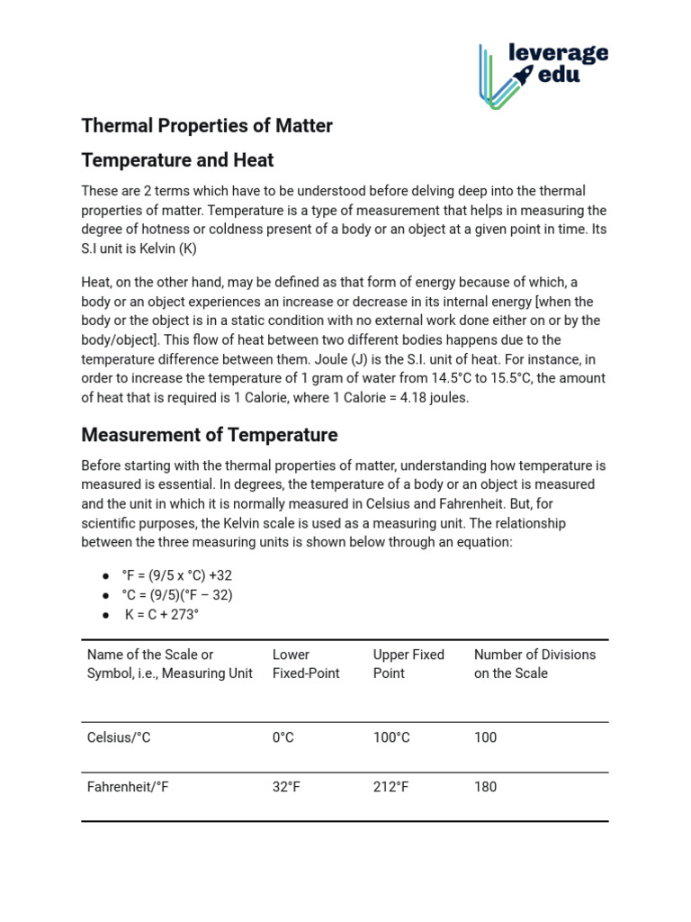 Thermal Properties of Matter Explained | PDF | Heat | Heat Transfer