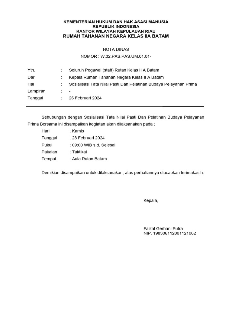 Format Nota Dinas | PDF