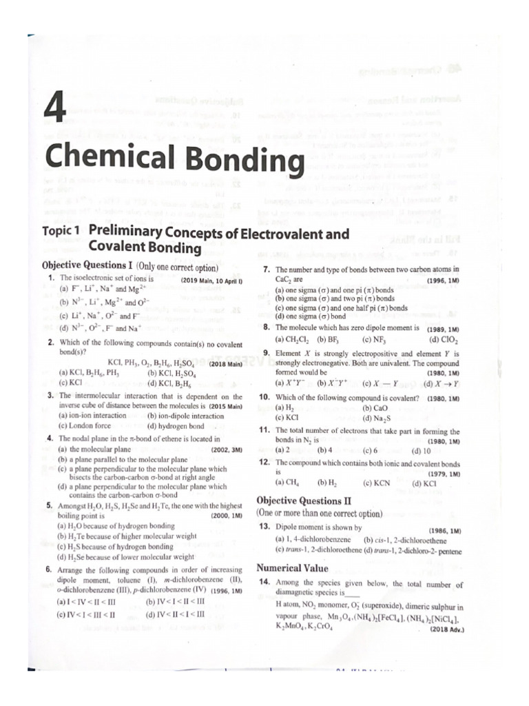 Assignment For Chemical Bonding Jee Mains | PDF