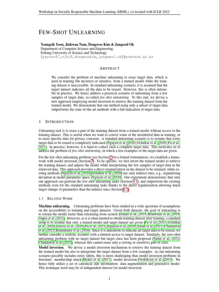 Few-Shot Unlearning | PDF | Machine Learning | Inverse Problem