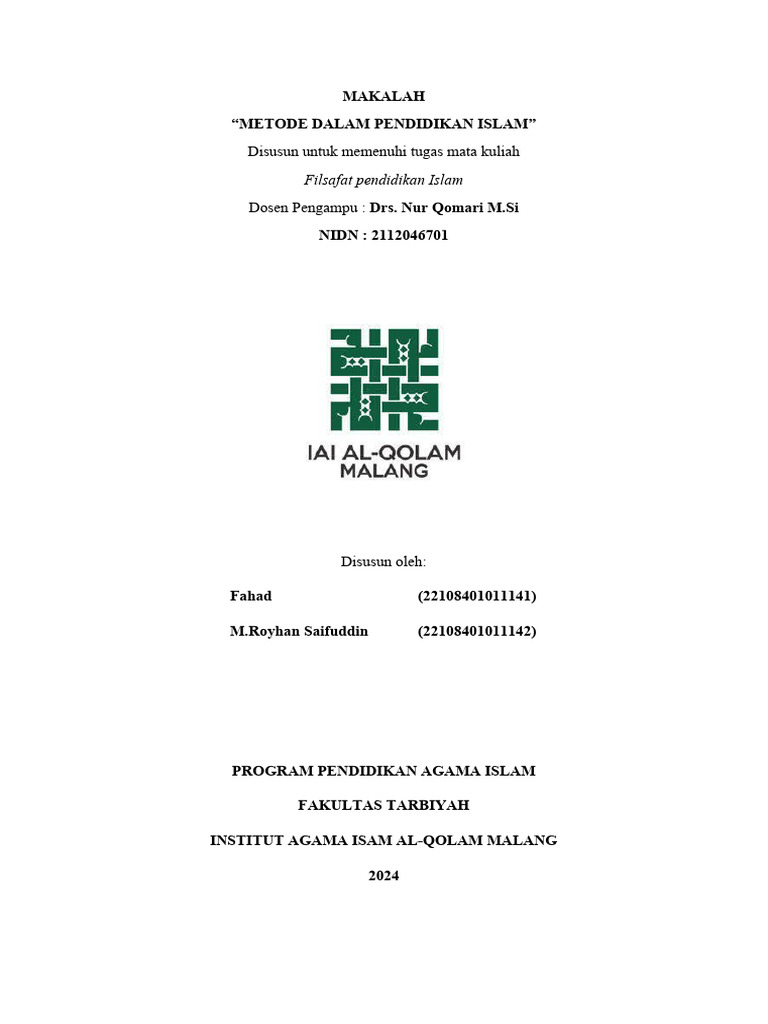 Filsafat Pendidikan Islam | PDF | Karier & Perkembangan | Sains & Matematika