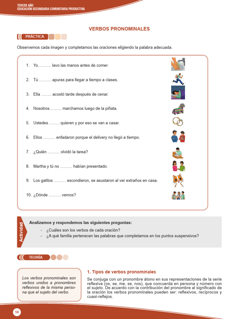 Tema 3 Verbos Prenominales | PDF | Verbo | Pronombre