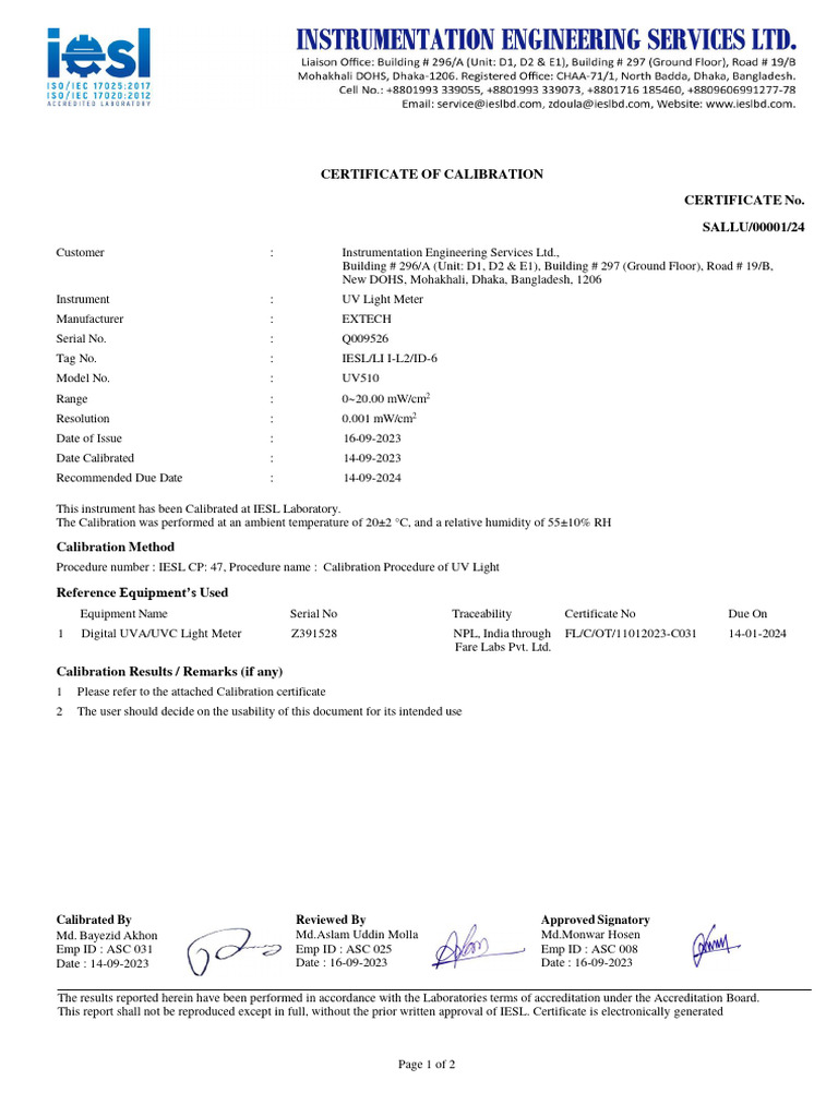 UV Light Meter-23 To 24 | PDF | Calibration | Metrology