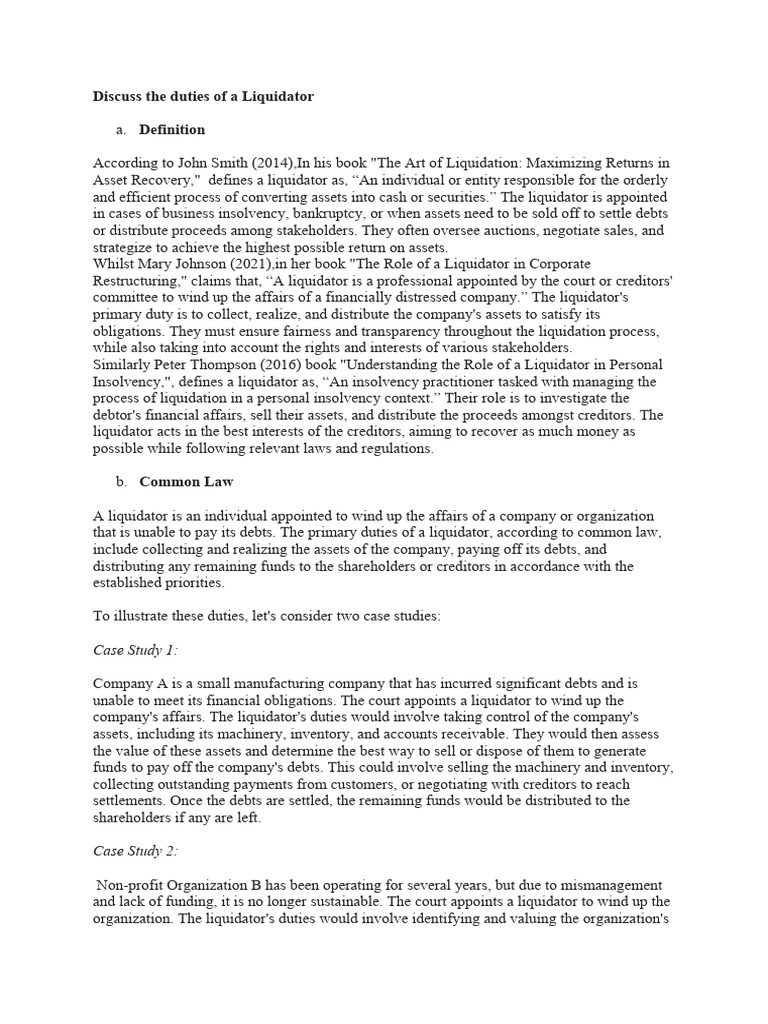 Presentation On Duties of A Liquidator | PDF | Insolvency | Liquidation