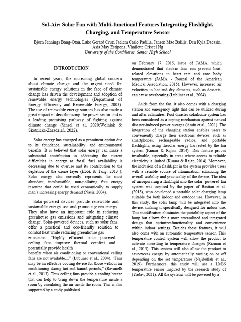 Sol-Air: Solar Fan With Multi-Functional Features Integrating ...