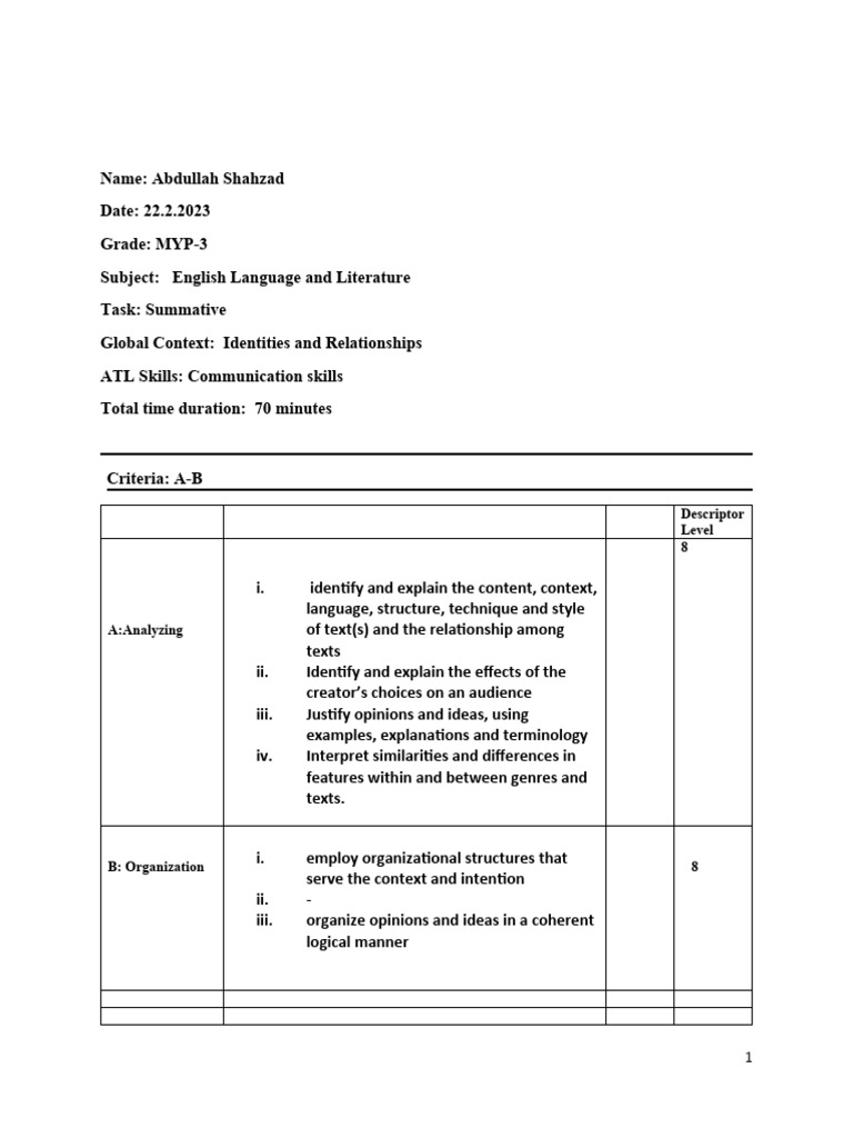 Abdullah Shahzad MYP - 3 - Unit - 2 - Task - 1 - Text - 1 - and - Text ... Abdullah Shahzad MYP - 3 - Unit - 2 - Task - 1 - Text - 1 - and - Text ...