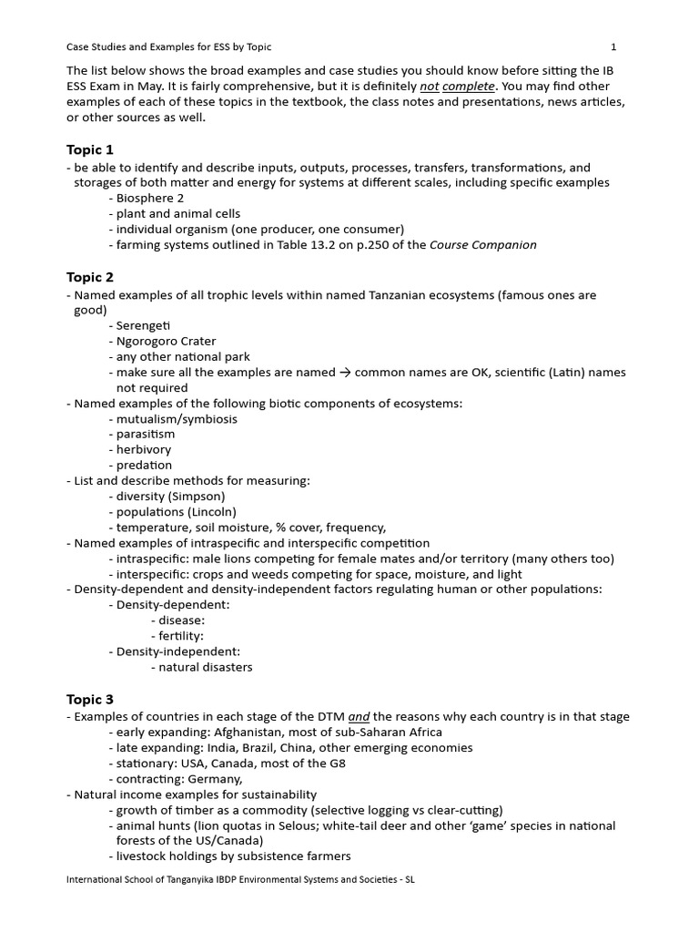 ESS Case Studies and Examples by Topic | PDF | Biodiversity | Climate ...