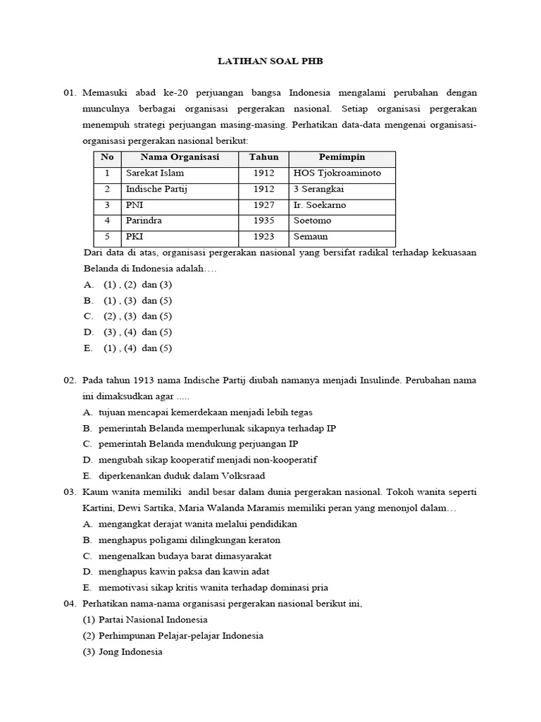 Latihan Soal PHB | PDF