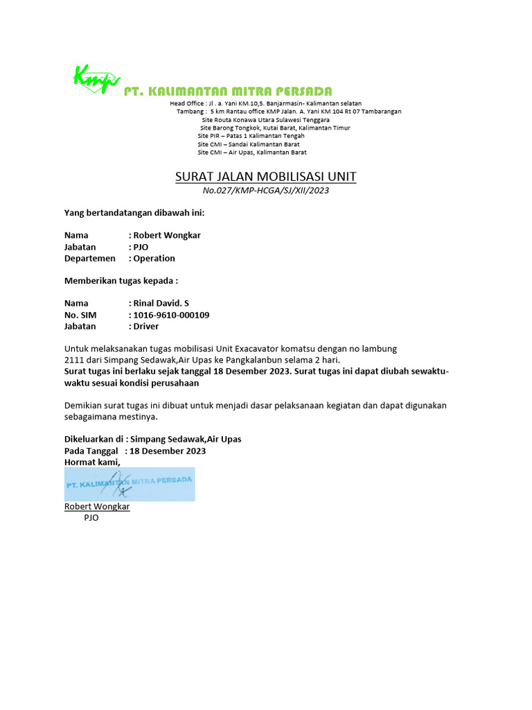 Surat Jalan PDF | PDF