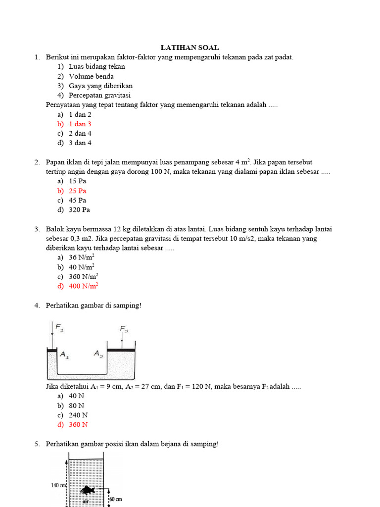 Latihan Soal Tekanan | PDF | Sains & Matematika