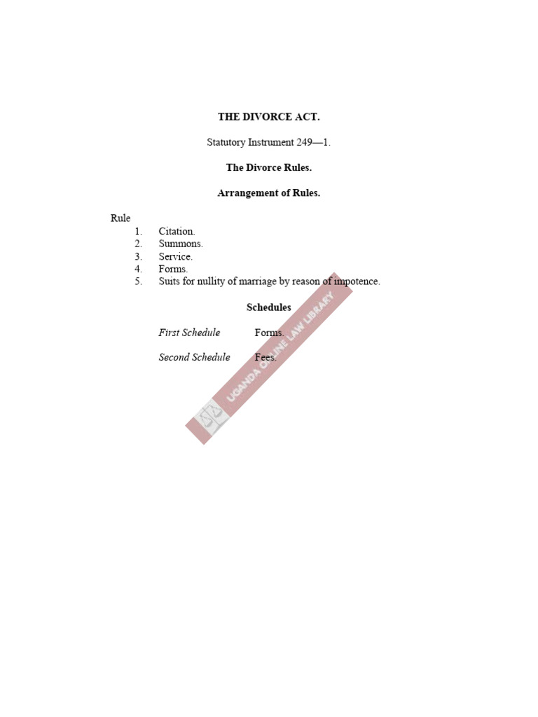 Divorce Rules SI 249-1 | PDF | Summons | Husband