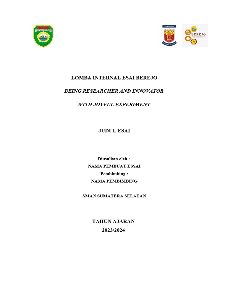 Templete Esai Ilmiah Berejo | PDF