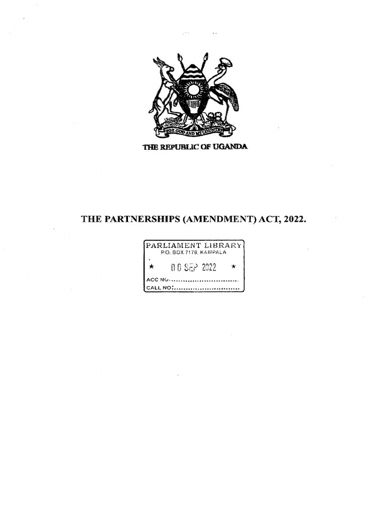 Partnerships (Amendment) Act, 2022 | PDF | Partnership | Legal Liability