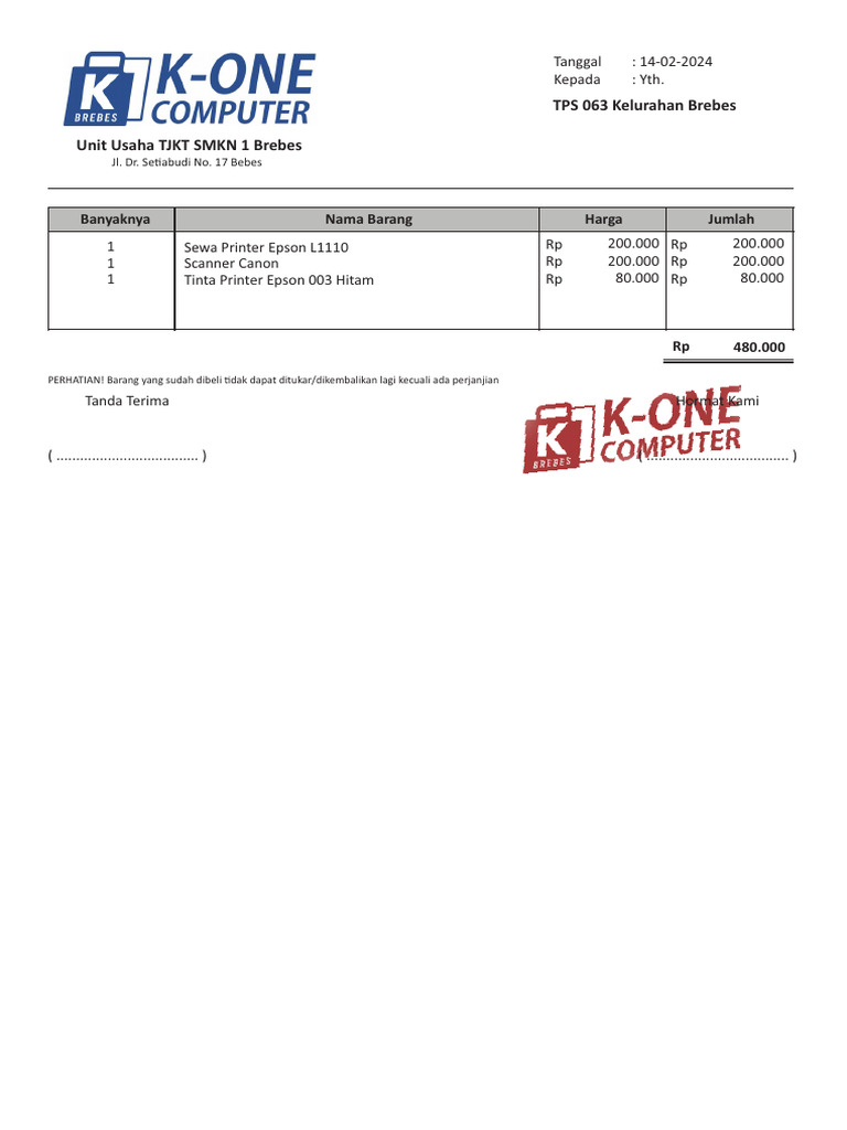 Nota Sewa Printer | PDF