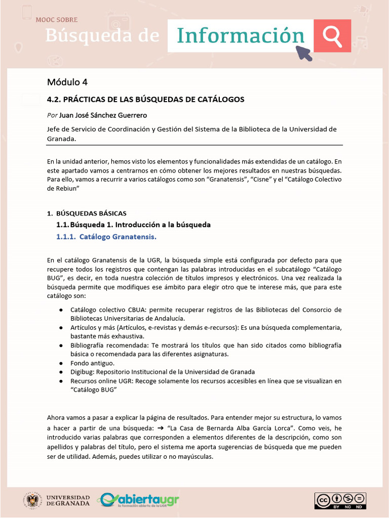 4.2 Prácticas de Las Búsquedas de Catálogos | PDF