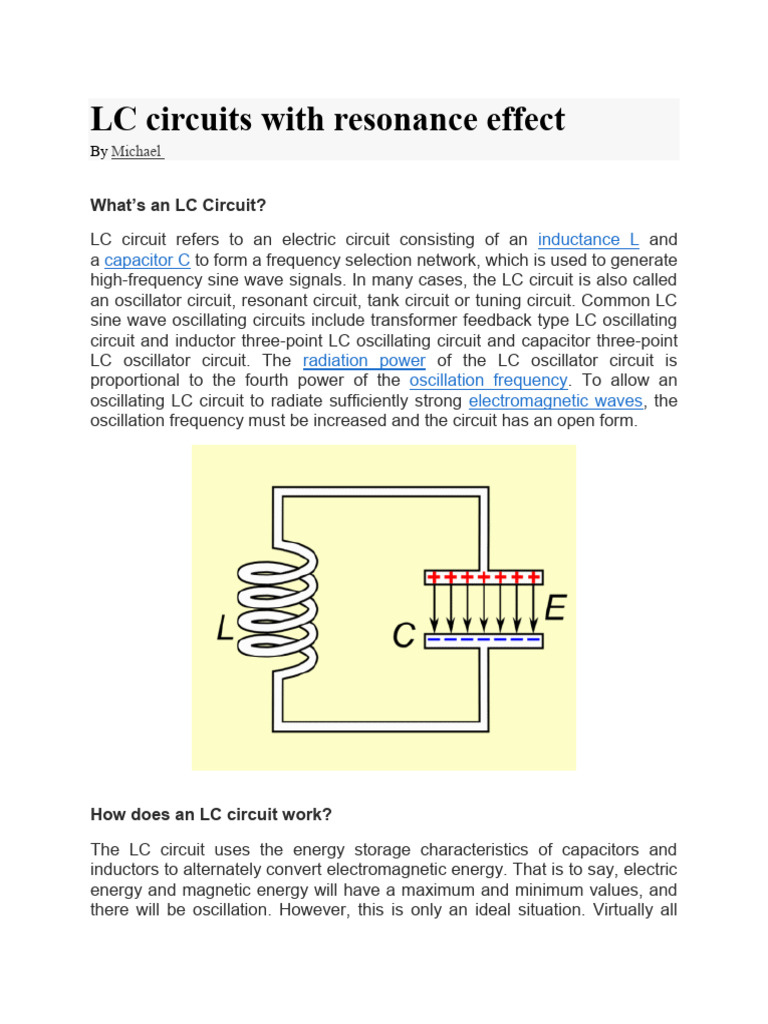 Electronics - What Is LC Circuit and Its Applications | PDF ...