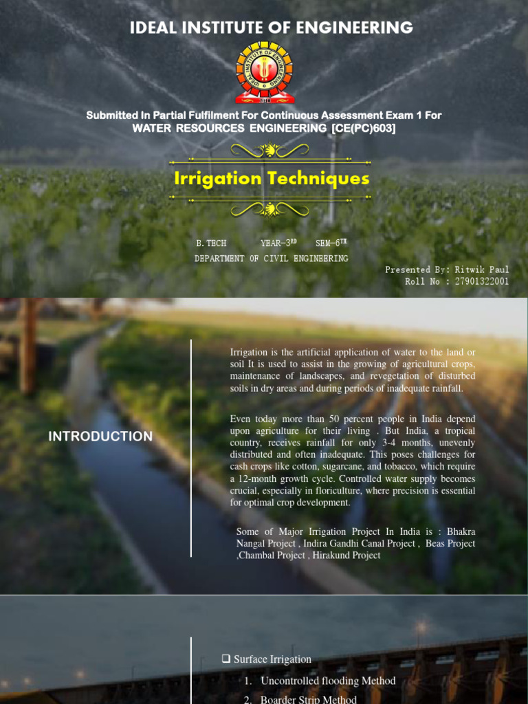 RITWIK PAUL - CA1 - Water Resource Engineering | PDF | Irrigation | Natural Resource Management