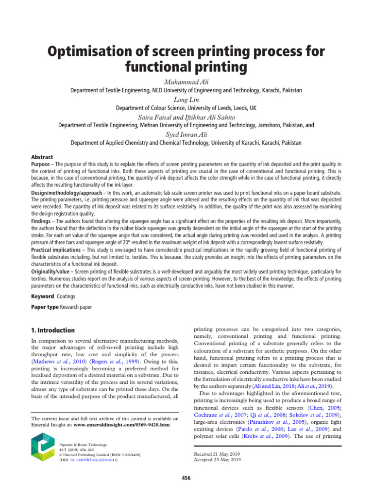 Screen Printing Optimisation Paper | PDF | Printing | Ink