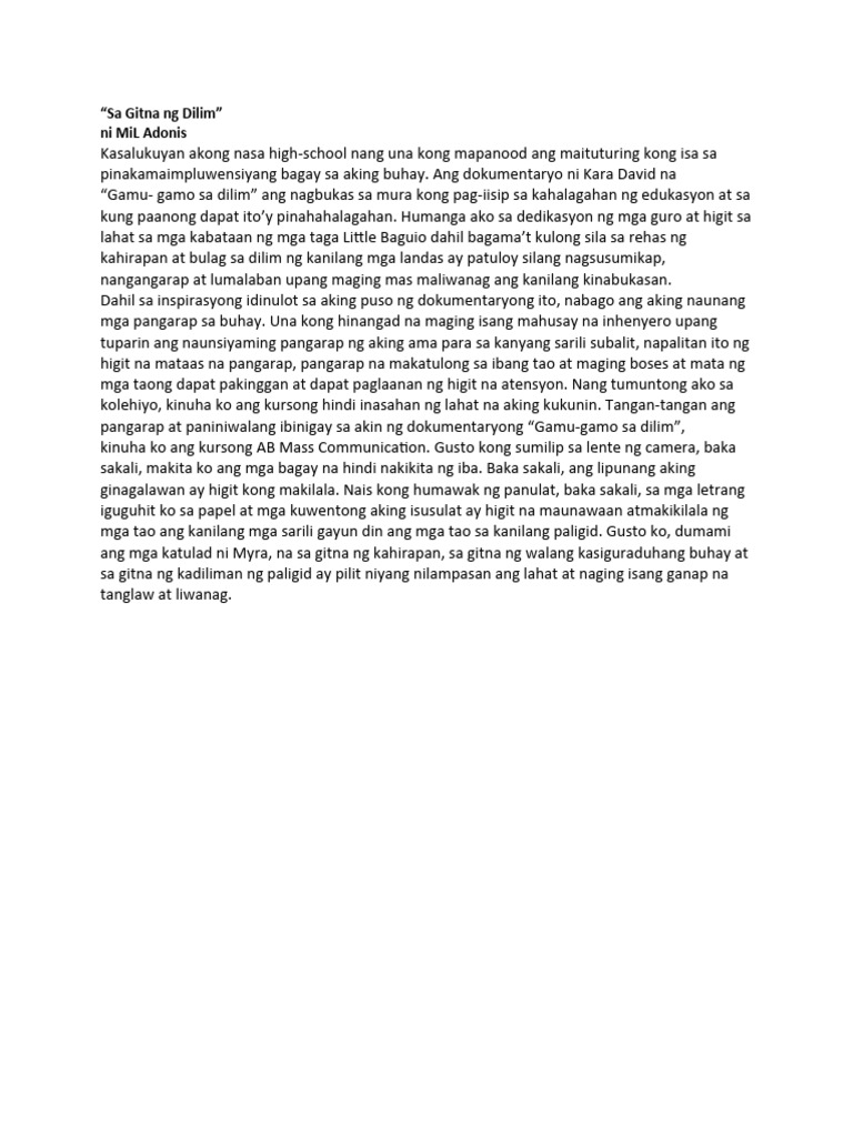 Sa Gitna NG Dilim | PDF