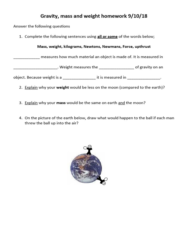 GR Mass Weight HW | PDF | Weight | Planets