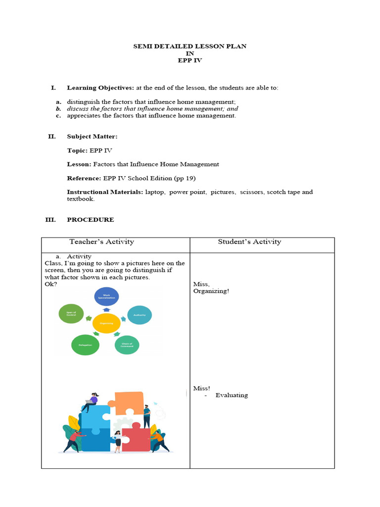 Factors Influencing Home Management | PDF | Lesson Plan | Education Theory
